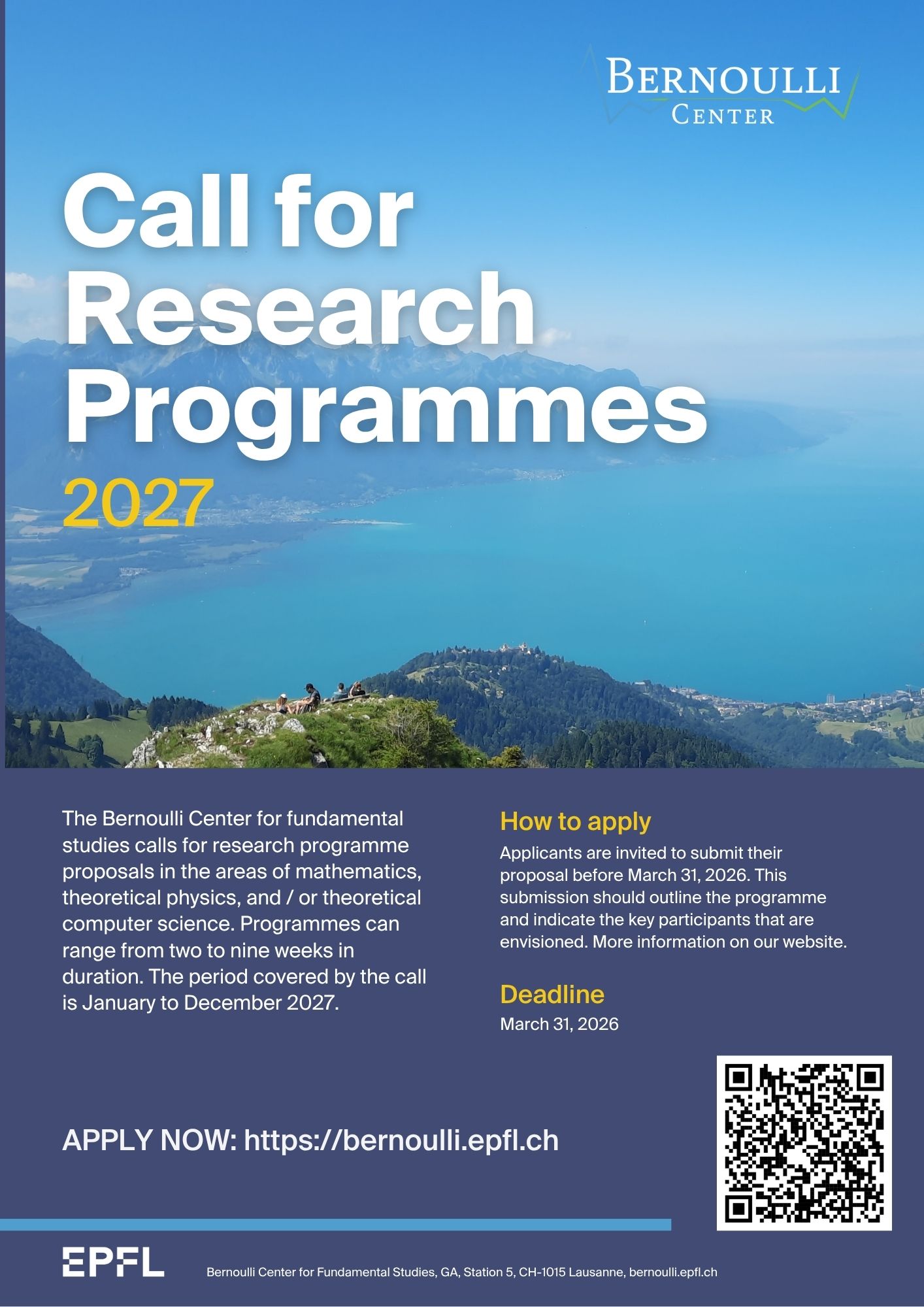 Call for Research Programmes 2027 - Bernoulli Center